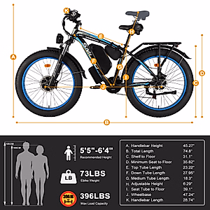 Electric Bike for Adult, [Upgraded Version] Dual Motor 2000W 22.4Ah 35MPH AWD Ebike 21 Speed 26" Fat Tire MTB Hydraulic Disc Brake Front Suspension (Black)