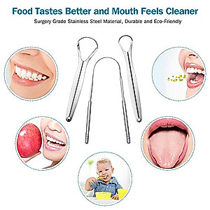 YLYL 3 PCS Metal Tongue Scraper, Tongue Scrapers for Adults Kids, Stainless Steel Tounge Scrappers, Tounge Scraper Cleaner, Portable Tongue Cleaner