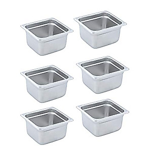 STEELBUS 6 Pack 1/6 Size,4 Inches Deep Steam Table Pan,Anti-Jam Standard GN Hotel Pans,NSF Commercial Stainless Steel Chafing Pans,Catering Storage Metal Food Pans for Restaurant, hotel & home