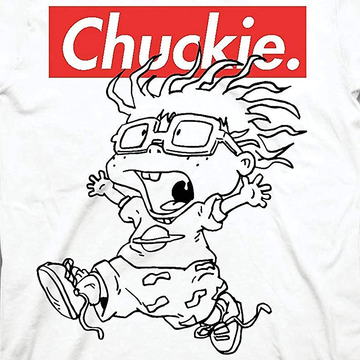 Nickelodeon Mens 90's Classic Shirt - Rugrats Chuckie Classic T-Shirt (White, Medium)