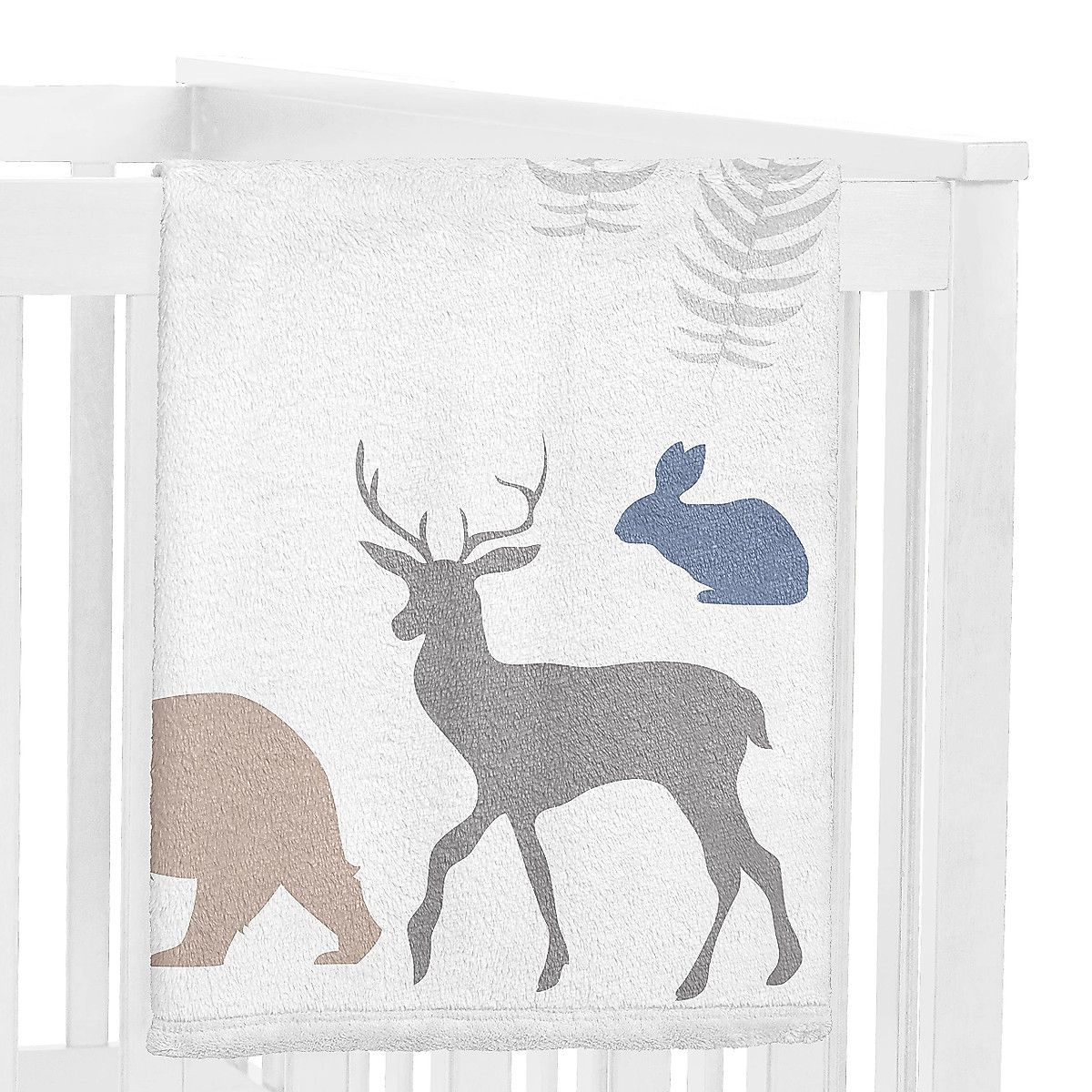 Sweet Jojo Designs Woodland Animals Boy Girl Milestone Blanket Monthly Newborn First Year Growth Mat Baby Shower Memory Keepsake Gift Picture - Blue Grey Tan Forest Bear Deer Fox Bunny Gender Neutral