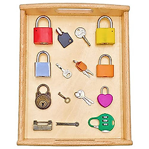 MIKNEKE Montessori Lock and Key Toys Set for Toddlers, Toy Keys Preschool Learning Activities, Wooden Montessori Materials Learning & Education Toys for 3+ Year Old Kids