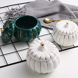 Luxshiny 2pcs Soup Bowls with Lid, Steamed Egg Bowl Pumpkin Ceramic Bowl Serving Bowls for Home Kitchen (White)