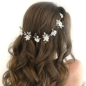 Unicra Bride Silver Wedding Hair Vine Flower Bridal Hair Piece Leaf Party Hair Accessories Crystal Hair Jewelry Rhinestone Headpieces for Women and Girls