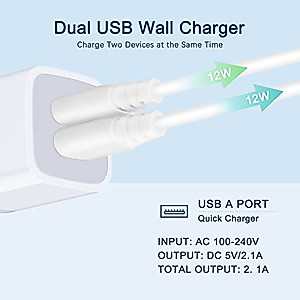 2.1A Dual Port USB Wall Fast Charger Block for iPhone 14 13 12 11 Pro Max,2Pack Android Phone USB Cube Power Adapter Charger Plug for Samsung Galaxy S23 S22 Ultra S21 A54 A34 A53 A14 5G,Pixel 7 Pro 6a