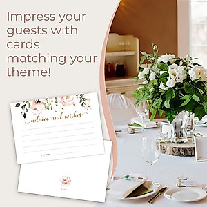 Hat Acrobat Advice and Wishes Greeting Cards - 50 Double Sided Advice and Wishes Cards Perfect for Weddings, Baby Shower, Graduation and More – Blush Pink Floral Assorted Cards (50)