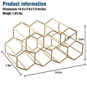 Urban Deco Countertop Wine Rack 7 Wine Bottle Holder for Wine Storage Small Wine Rack Gold Modern Wine Holders Stands for Counter Metal Wine Rack Table Top Wine Racks for Wine Bottle Storage