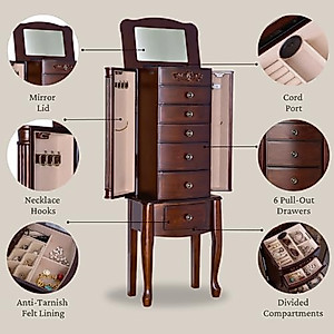 Hives and Honey Morgan Armoire Jewelry Cabinet, Dark Walnut