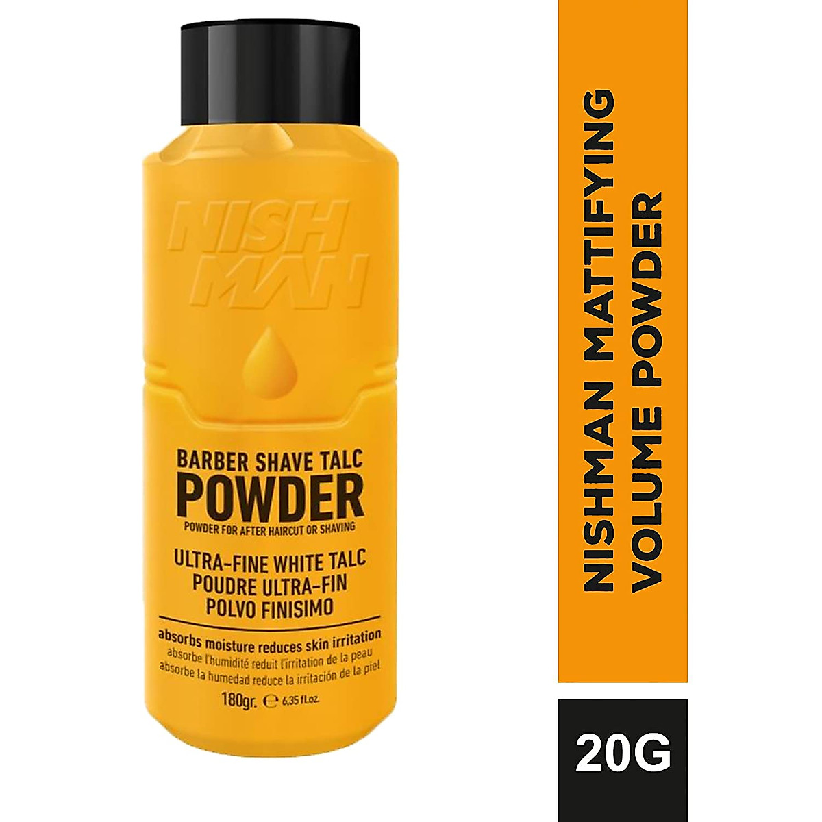 NISHMAN Barber Talc Powder for After Haircut or Shaving, White, 6.4 oz. 180gr