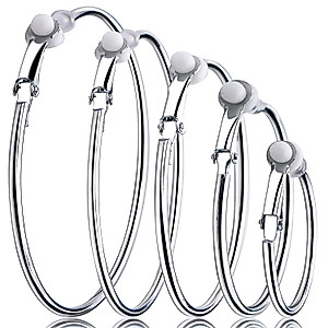 5 Pairs Silver Clip on Earrings Hoop Non Piercing Women Clip Earrings for Women, 5 Sizes