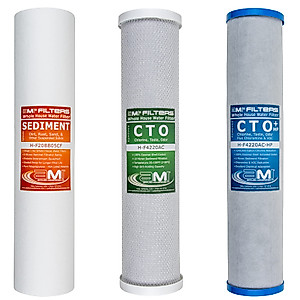 Applied Membranes Inc. 3-Stage Whole-House Water Filter Cartridge Replacements, 20-Inch Carbon and Sediment Filter Cartridges