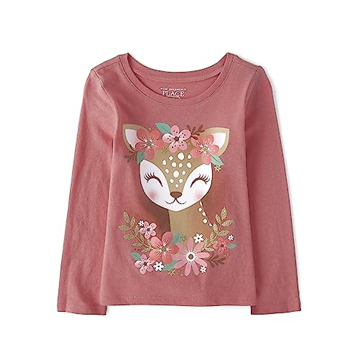 The Children's Place Baby Girls' and Toddler Fall Thanksgiving Long Sleeve Graphic T-Shirt, Autumn Deer, 5T