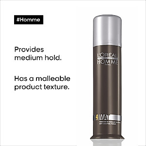 L'Oreal Professionnel Men’s Styling Pomade - For All Hair Types, Provides Medium Hold and Matte Finish