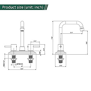 REHOMAONG Matte Black Bathroom Faucet 3 Hole with Pop-up Drain,360 Swivel Spout 2-3 Hole RV Bathroom Vanity Sink Faucet, Bathroom Sink Faucet,4 Inch 2 Handle Bathroom Faucet
