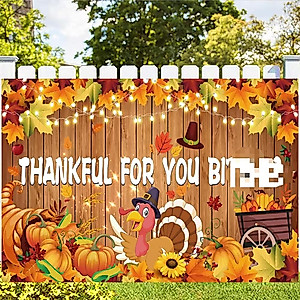 Friendsgiving Party Decorations,Large Friendsgiving Backdrop，Thanksgiving decorations, Thankful for you Banner,Autumn Pumpkin Decoration,Fall Thanksgiving Friends Party Decorations