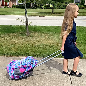 seastig Rolling Backpack for Kids Wheeled Backpack 18in Double Handle Backpack with Wheels