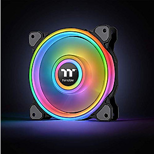 Thermaltake Riing Quad 120mm 16.8 Million RGB Color (Alexa, Razer Chroma) Software Enabled 4 Light Rings 54 Addressable LED 9 Blades Hydraulic Bearing Case/Radiator Fan CL-F088-PL12SW-B, Black