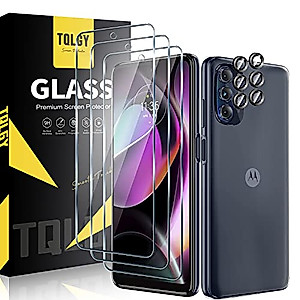 TQLGY 3 Pack Screen Protector for Motorola Moto G 5G 2022 with 2 Pack Camera Lens Protector, Tempered Glass Film, 9H Hardness - HD - Bubble Free - Anti-Scratch - Easy Installation