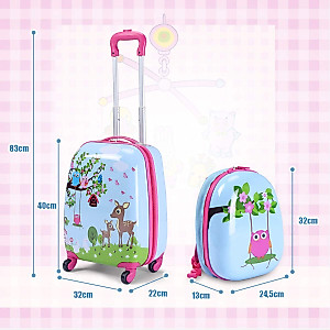 Kids' Cute Cartoon Pattern Travel Trolley, Multicolor
