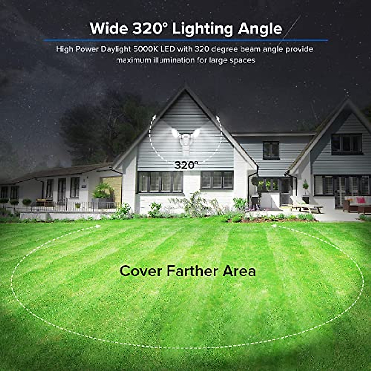 SANSI 4000LM Motion Sensor Outdoor Light 30W LED Flood Lights Outdoor with Ceramic Tech., 5000K Dusk to Dawn Security Light,320 Degree Wide Angle Illumination for Garage Yard Patio Bright Pro Series