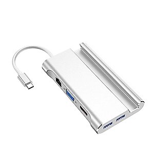 SHYPT Type-C Docking Station Mobile Phone Bracket USB Splitter Hub Expands HDMI-Compatible + Network Port + VGA + Hub
