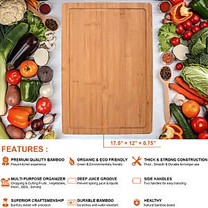 HOMBURY Extra Large Cutting Board 17.5x12" - Kitchen wood cutting board extra-large with Juice Groove - Ideal for Meat, Cheese, Fruit and Vegetables - Natural Color