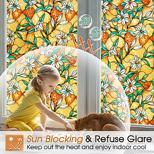 Coavas Window Privacy Film, Frosted Stained Glass Window Film Decorative Window Cling Privacy Film for Glass Windows, Bathroom Non Adhesive Window Tint for Home (Vinyl, 17.5" x 78.7 ")