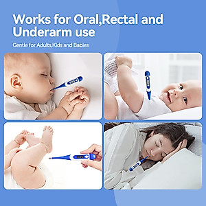 Berrcom Digital Thermometer for Adults, Oral and Underarm Thermometer for Baby and Kids Medical Thermometer with Fever Alarm Rectal Thermometer with Soft Tips