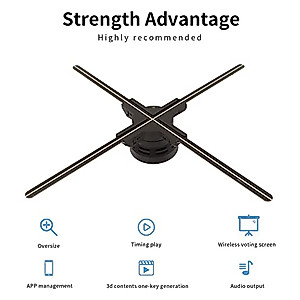 3D Hologram Projector, 20.47in 3D Hologram Advertising Display Fan WiFi Real Time Live Stream, Naked Eye Holographic Video Advertising Projector with 624LED Light for Business Store Shop Bar(US)