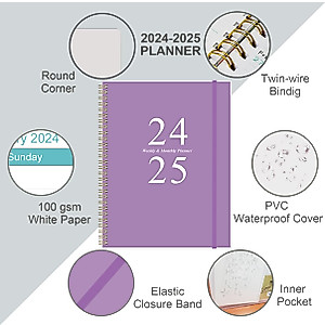 2024-2025 Planner - Weekly & Monthly Planner Spiral Bound, Planner 2024-2025 from July 2024 - June 2025 with Monthly Tabs, Inner Pocke, 8.5" x 11", Purple