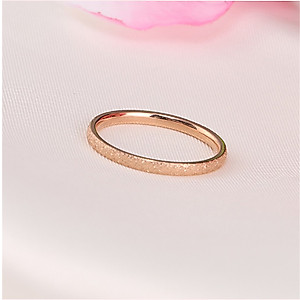 Womens 2mm Stainless Steel Sand Blast Finish Rose Gold Wedding Band Engagement Domed Ring Size 8