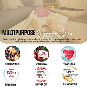 Kalolo Malosi Greeting Card Organizer Box with Dividers| Card Keeper 150+ Cards w/15 Dividers| Stylish Greeting Card Box Organizer| Birthday Card Organizer & More