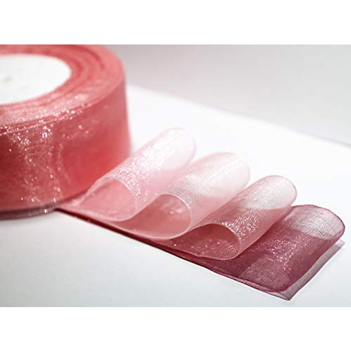 Sailing-GO 200 Yards（4 Rolls * 50 Yd）1-1/2" Wide Sparkle Sheer Chiffon Organza Ribbon for Wedding Gift Package Valentines Bouquets Wrapping Birthday Baby Shower Home Decor Wreath Decorations Fabric