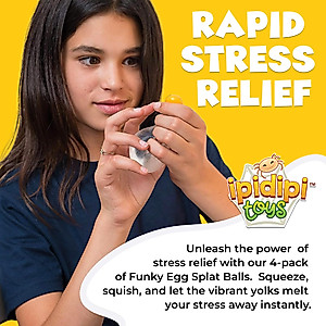 Funky Egg Splat Ball Squishy Toys | 4 Pack | Stress Relief Eggs Yolk Balls Squishies Fun Toy for Children | Anxiety Reducer Sensory Play | Tension Relief for Adults & Help for Autism & ADHD