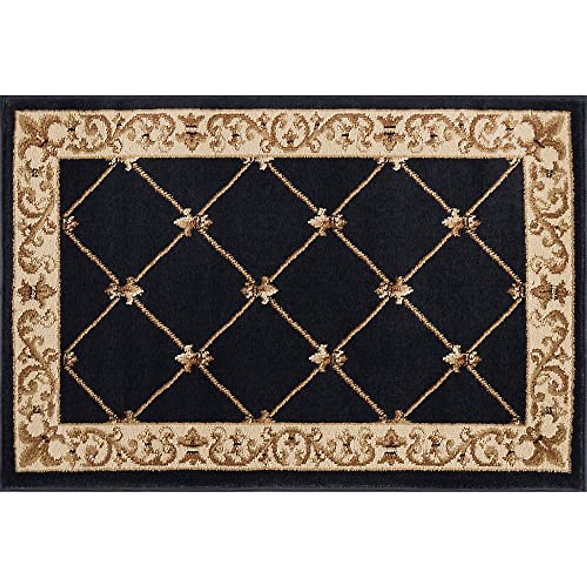 Tayse Orleans Black 2x3 Entry Rug - Indoor Front Door Rug - Small Area Rug - Kitchen Rug - Bath Rug - Contemporary Carpet - Alfombras para Salas, (SNS4883 2x3)