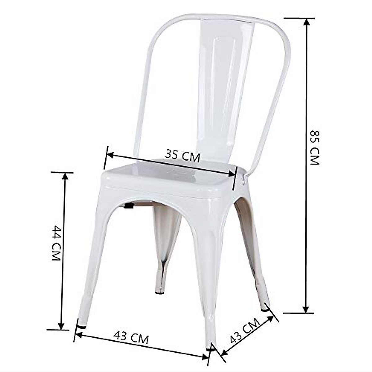 Set of 4, Navy Metal/Iron Patio Dining Chairs, Farmhouse Dining Chairs, Restaurant/Beach cafeterai Indoor/Outdoor Chairs (White)