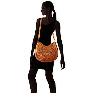 Mauzari Sonoma Women's Large Tooled Leather Hobo Handbag (Honey)