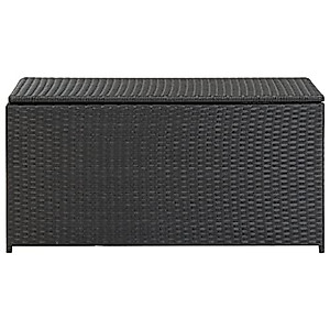 FIRBNUS Patio Storage Box Poly Rattan 39.3"x19.6"x19.6" Black Garden Storage Chest Daily Outdoor Use Spacious Trunk Box for Storing Blankets Cushions Pool Toys Gardening Supplies Books Pillow