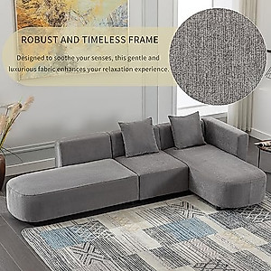P PURLOVE Luxury Modern Style Living Room Upholstery Sofa, L Shaped Sofa with 2 Pillows, 110.2" L Chenille Sofa Couch for Living Room Apartment, Gray