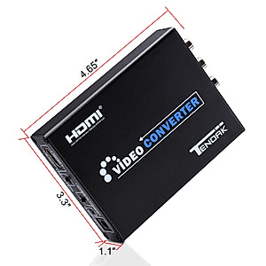 Tendak HDMI to Composite 3RCA AV S-Video R/L Audio Video Converter Adapter Upscaler Support 720P/1080P with RCA/S-Video Cable for PC Laptop Xbox PS3 TV STB VHS VCR Camera Blue-Ray DVD