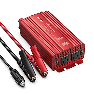 BESTEK 500W Pure Sine Wave Power Inverter DC 12V to AC(2 Outlets) 110V Car Charger Plug Inverter Adapter Converter with 4.2A Dual USB Charging Ports, ETL Listed