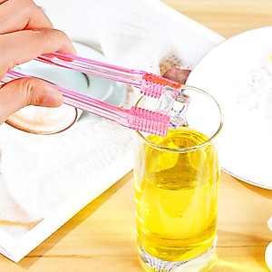 10 Pcs Plastic Buffet Serving Tongs, Clear Pink Kitchen Tongs Mini Serving Utensil Tongs for Food Ice Salad Buffet Barbecue Cookies, 6.3 Inches