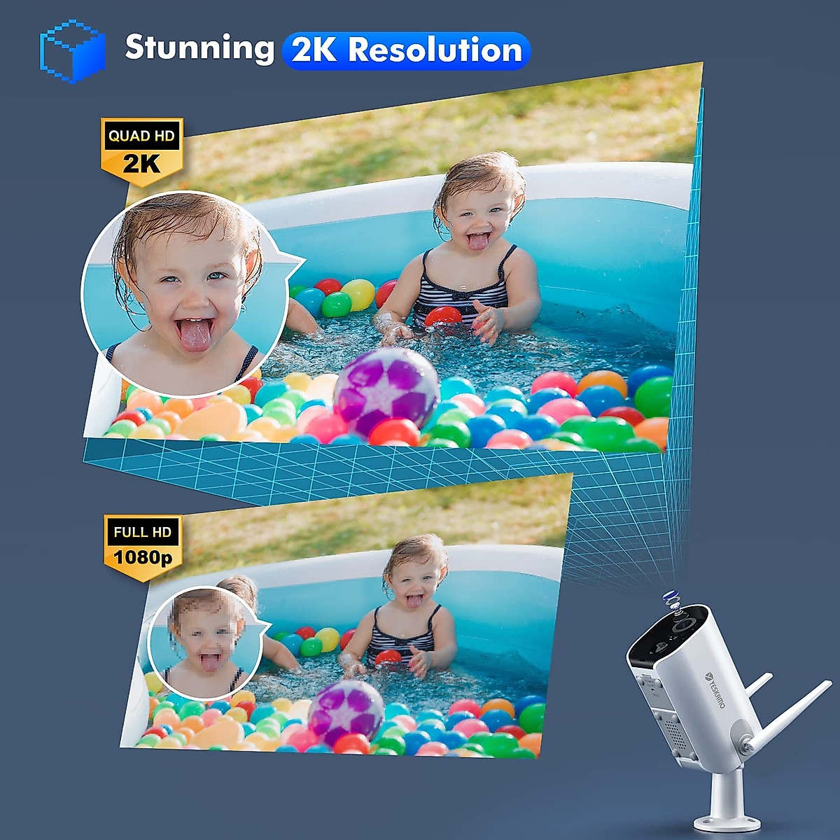 Wireless Outdoor Security Camera, 10400mAh Rechargeable Battery Powered WiFi Camera YESKAMO 1080P Surveillance Camera for Home Security Wire Free Battery Camera Dual Antenna Motion Dection 2 Way Audio