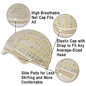 ANOGOL Hair Cap+ Short White Wig for Men Silver White Men's Cosplay Wig Short Silver Mixed White Anime Wigs with Bangs Ivory Hair Straight Fluffy Silvery Halloween Wigs Christmas Party Costume