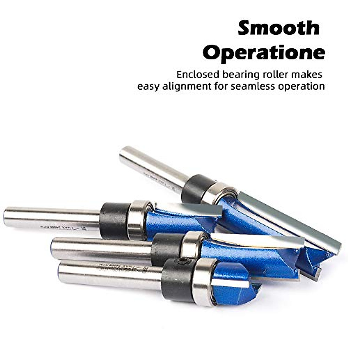 KOWOOD Plus Round-Over Edging/45° Chamfer/Core Box/90° V Groove Router Bit Set in C3 Carbide Tipped for Woodwork (Round-Over Edging)