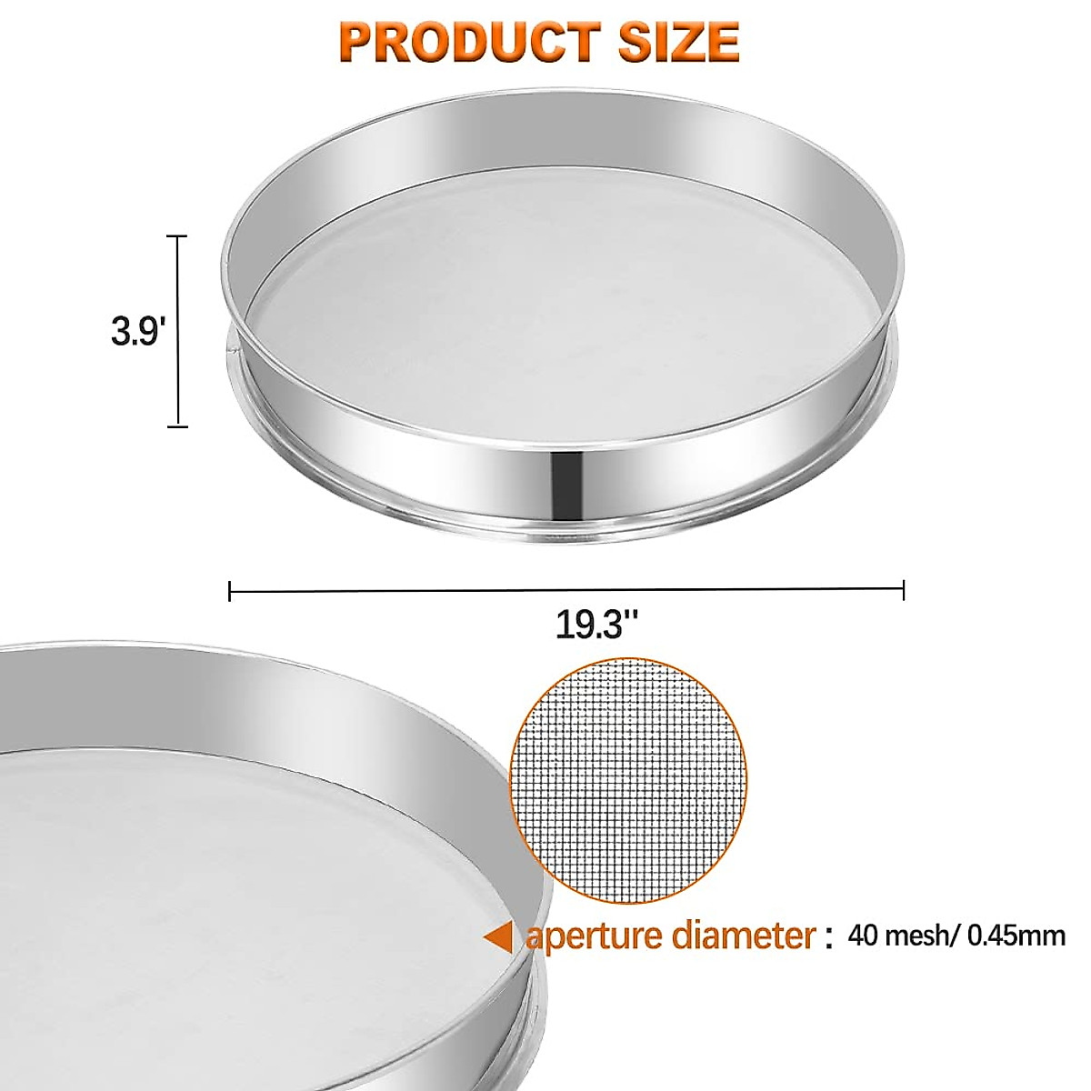 Sidasu Vibrating Sifter Mesh Screen Stainless Steel Vibrating Sieve Mesh Screen 40 Mesh for Dia 19.6"Automatic Powder Sifter Machine