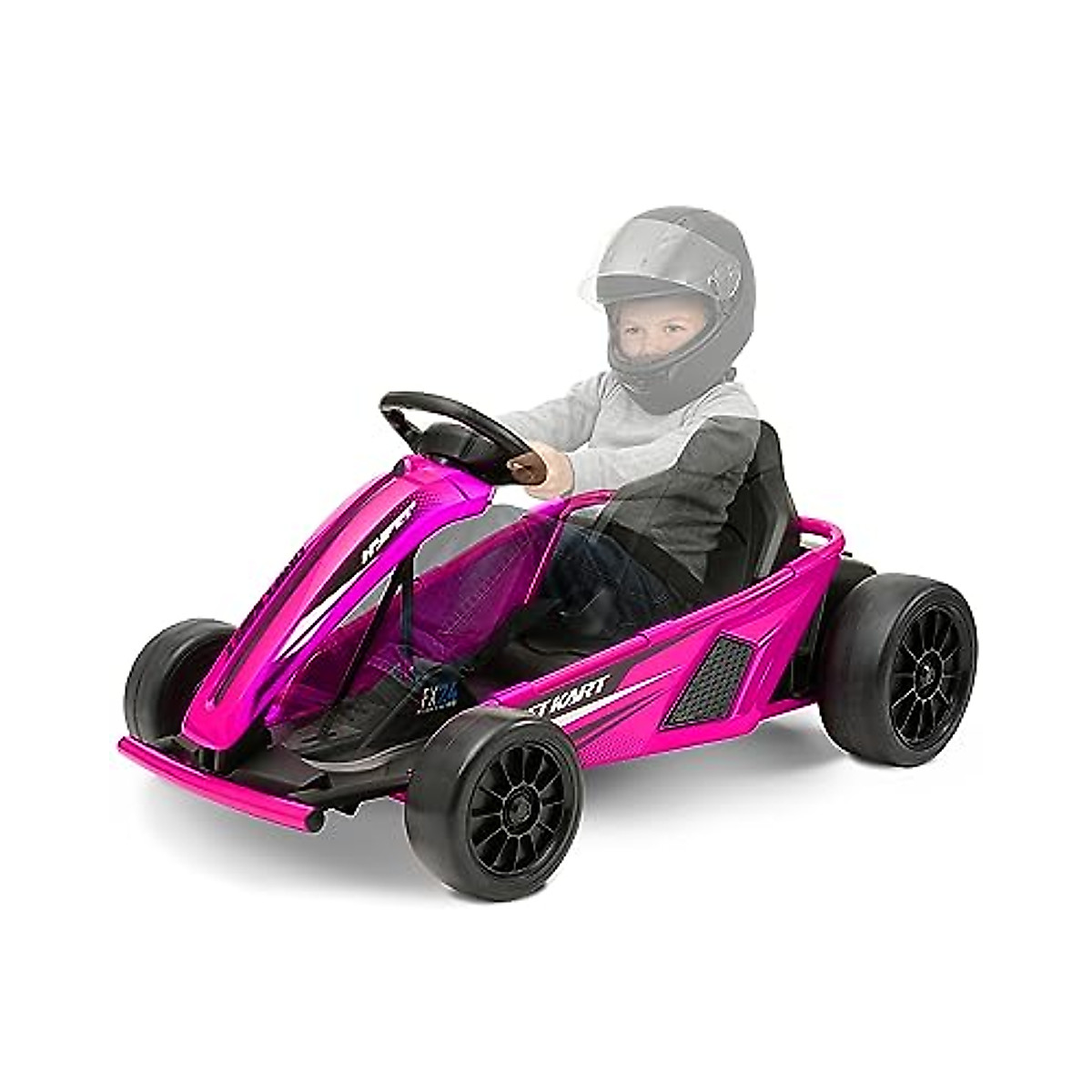 Hyper 24V Ride-On Electric Go Kart for Kids 8-14 Years, 3-Speed Setting with Drift Kart Mode, Foot Accelerated Pedal, Up to 9MPH Speed, 154 Lbs Max Weight, Ergonomic Seat & Sturdy Steel Frame, Pink