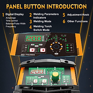 WIILDIS 200 Amp AC/DC Aluminum TIG Welder with Pulse, 220V IGBT Digital Inverter TIG/MMA Welding Machine with Foot Pedal, VRD Function for Carbon Steel,Stainless Steel and Aluminum
