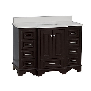 Nantucket 48-inch Bathroom Vanity (Quartz/Chocolate): Includes Chocolate Cabinet with Stunning Quartz Countertop and White Ceramic Sink