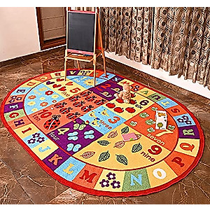 Furnish my Place 740 ABC with Numbers ABC Area Rug for Kids, Educational Alphabet Letter & Numbers, Multicolor (6'6"x9'2" Oval)